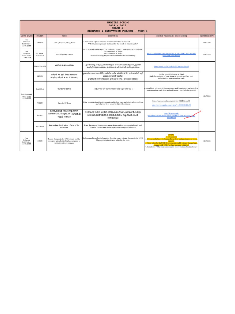 Grade 4 Term 1-Research & Innovation Project 2024-2025 | PDF | Natural ...