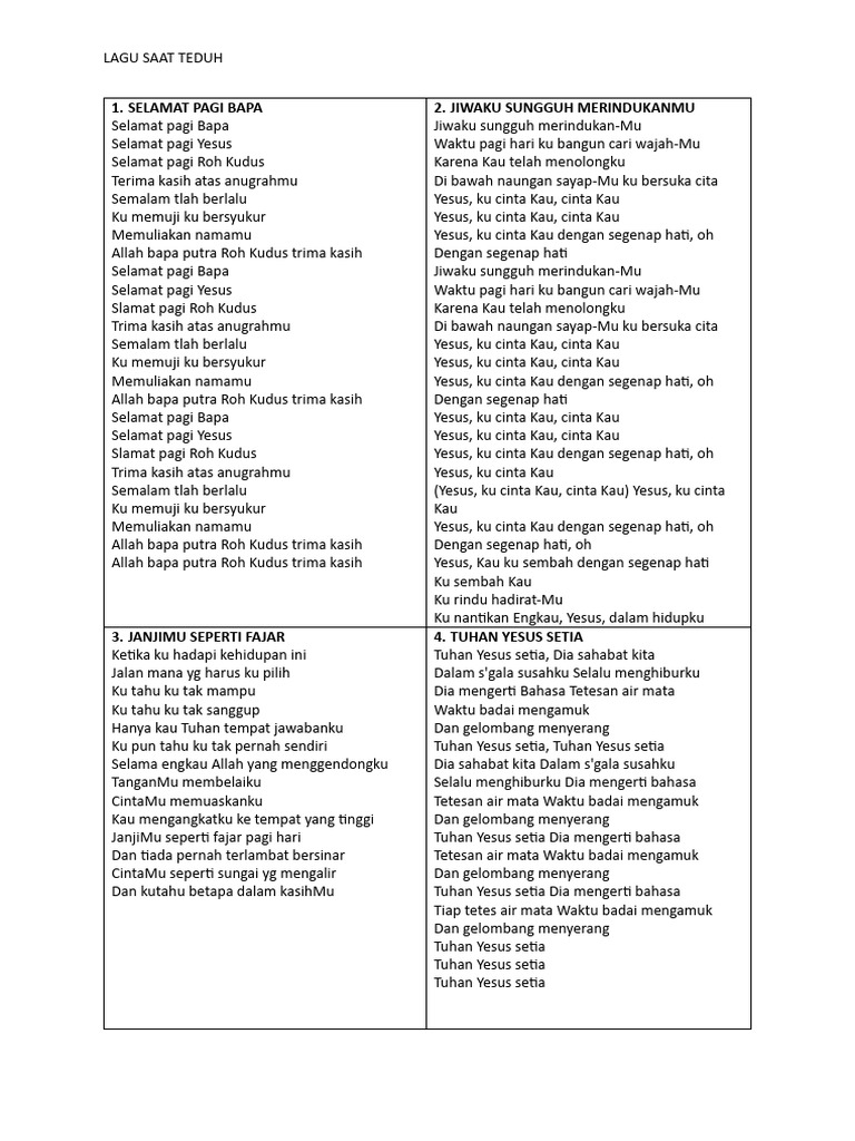 Lagu Saat Teduh | PDF