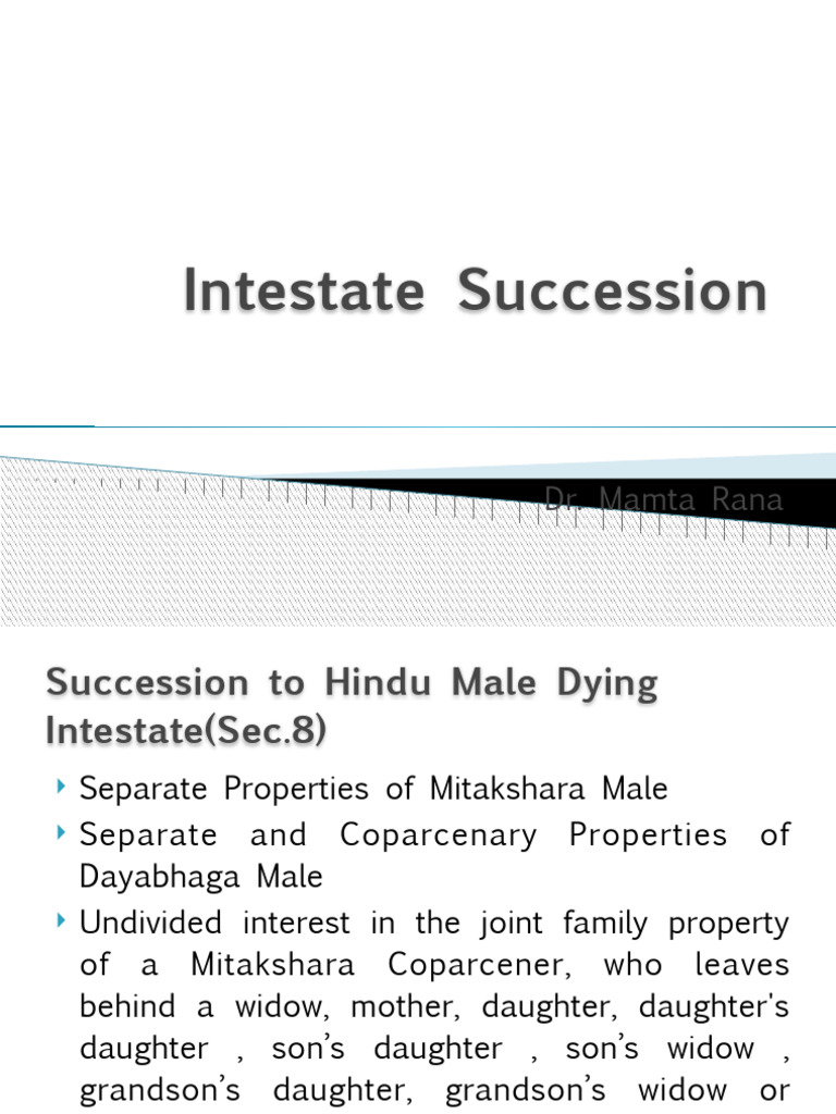 Intestate Succession | PDF | Inheritance | Intestacy