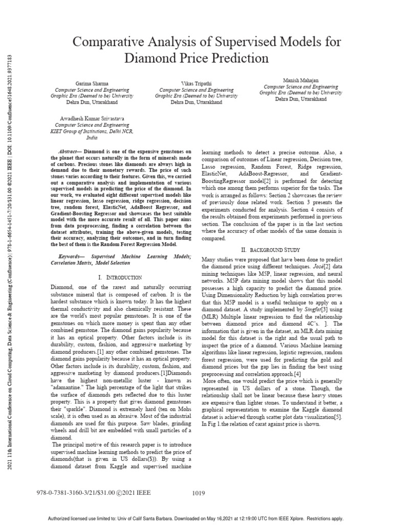 Sharma 2021 | PDF | Regression Analysis | Machine Learning