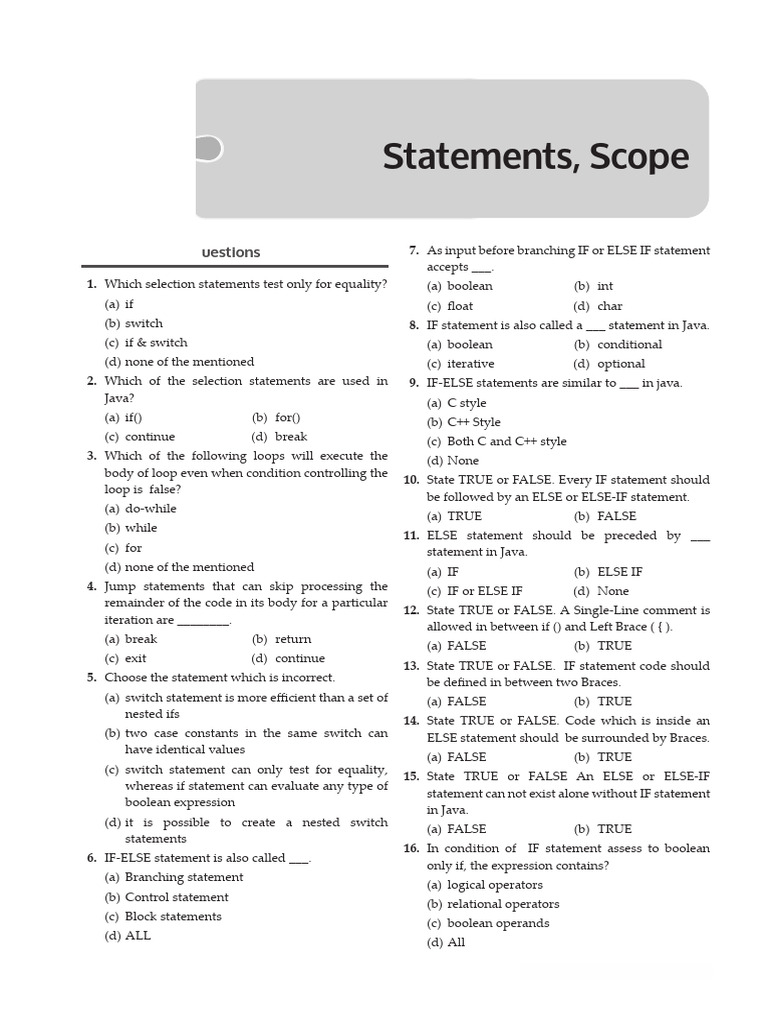 Statements Scope Pdf Control Flow Boolean Data Type