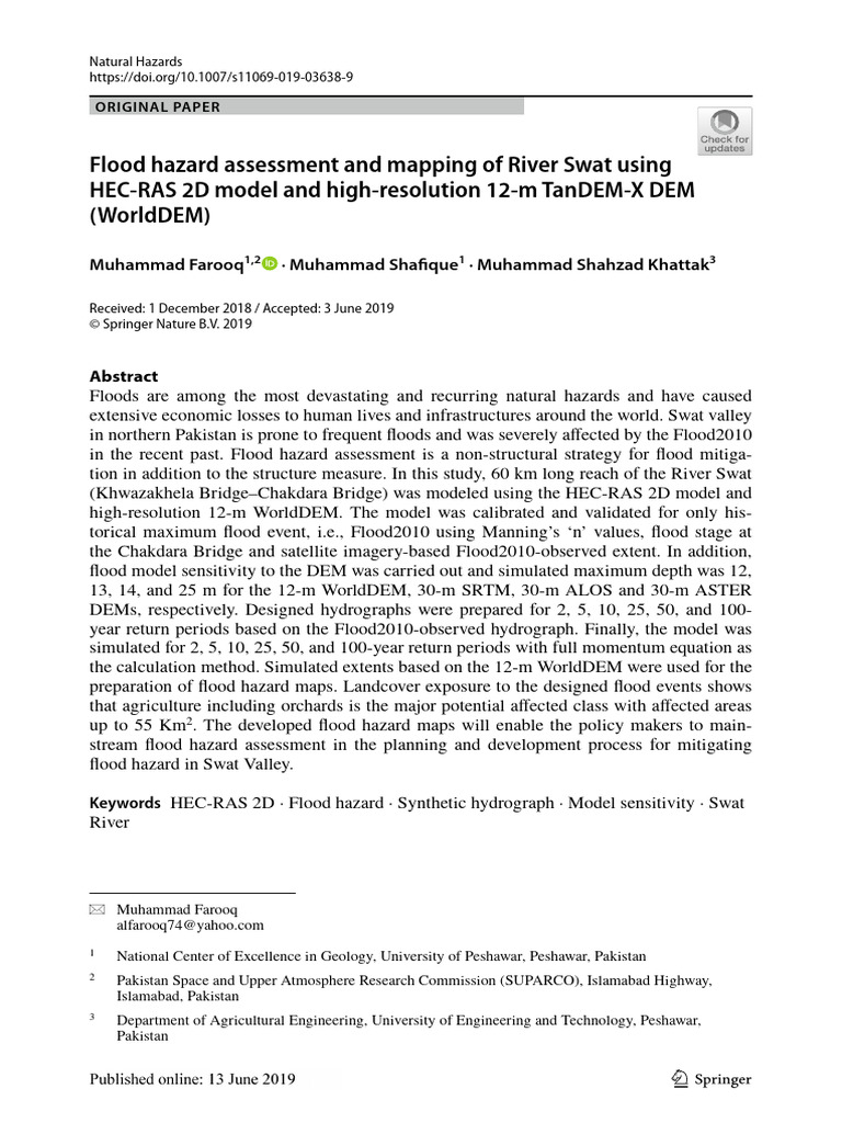 Flood Hazard Mapping of River Swat | PDF | Flood | Fluid Dynamics