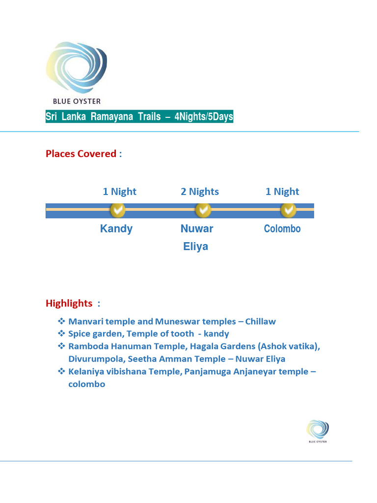 4N 5D Package Sri Lanka Ahead | PDF | Sita | Ramayana