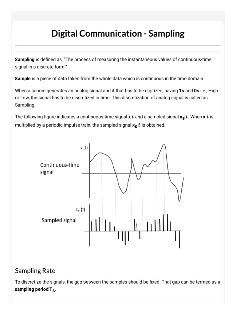 Digital Communication - Sampling | PDF | Sampling (Signal Processing ...