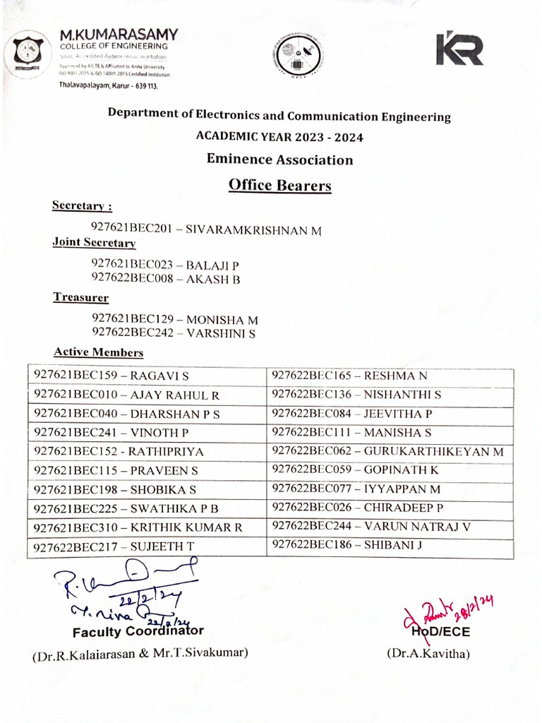 Office Bearers | PDF