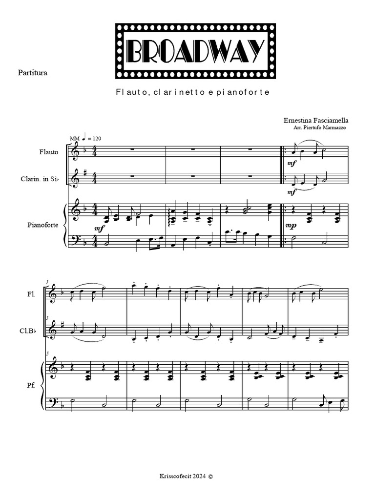 Broadway - TRIO - FL Clar e Piano - Partitura Completa | PDF