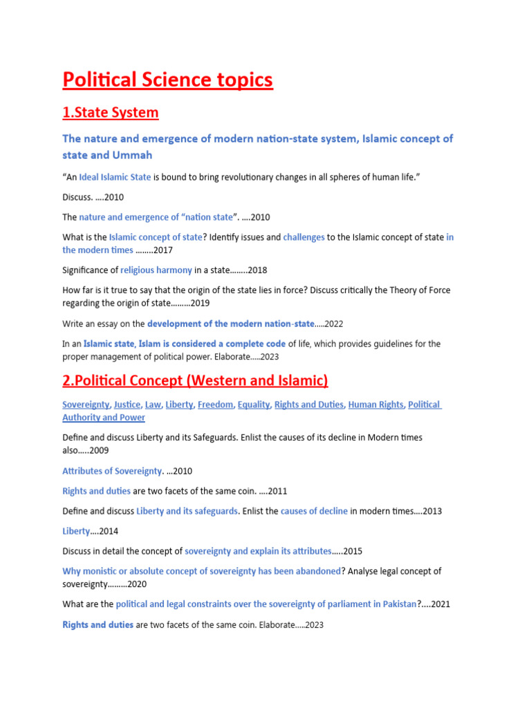 Key Political Science Topics Overview | PDF | Karl Marx | Aristotle