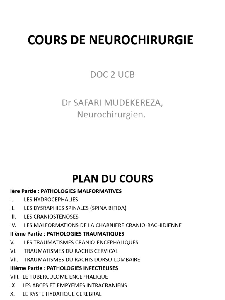 Cours de Neurochirurgie 2019 Derniere Version | PDF | Tuberculose ...