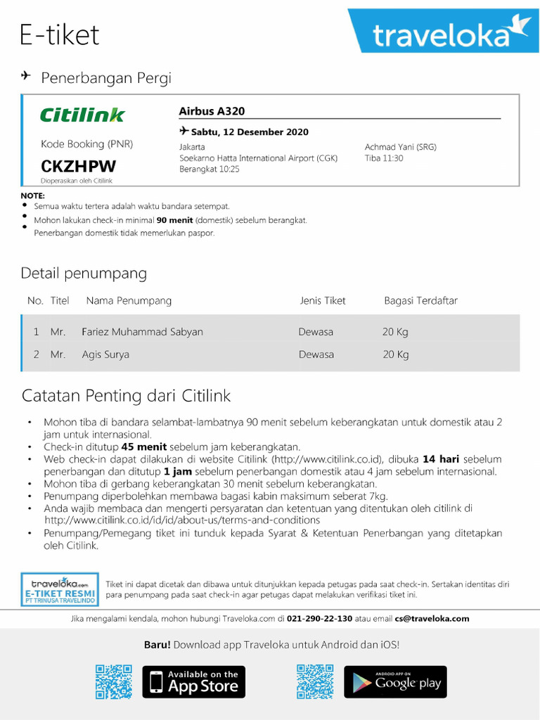 Fariezmuhammadsabyan CGK SRG Flight - Originating | PDF