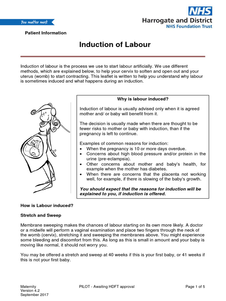 Birth Induction of Labour Leaflet | PDF | Childbirth | Women's Health