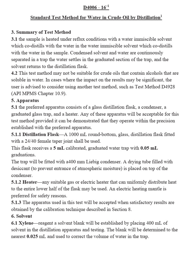 Astm D4006-16 | Download Free PDF | Distillation | Water