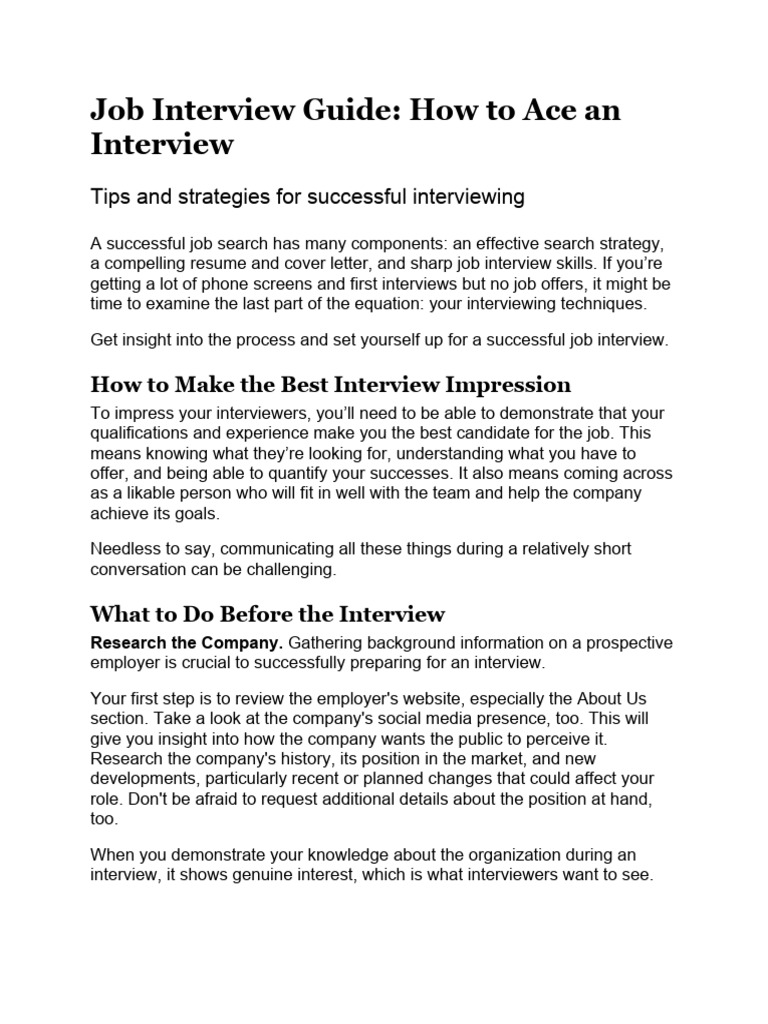 Job Interview Guide | Download Free PDF | Job Interview
