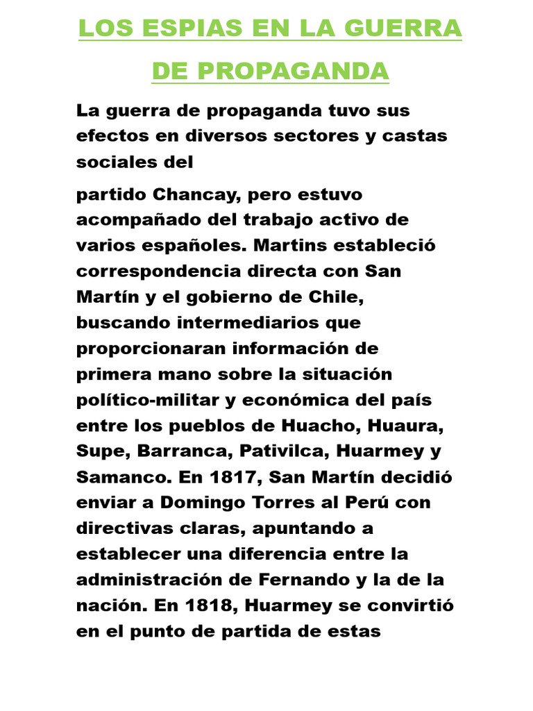 La Guerra de Propaganda Tuvo Sus Efectos en Diversos Sectores y Castas ...