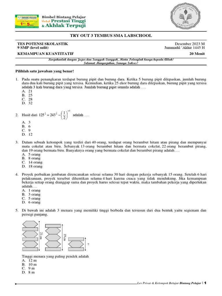 TPS SMA Labschool: Soal Kuantitatif | PDF