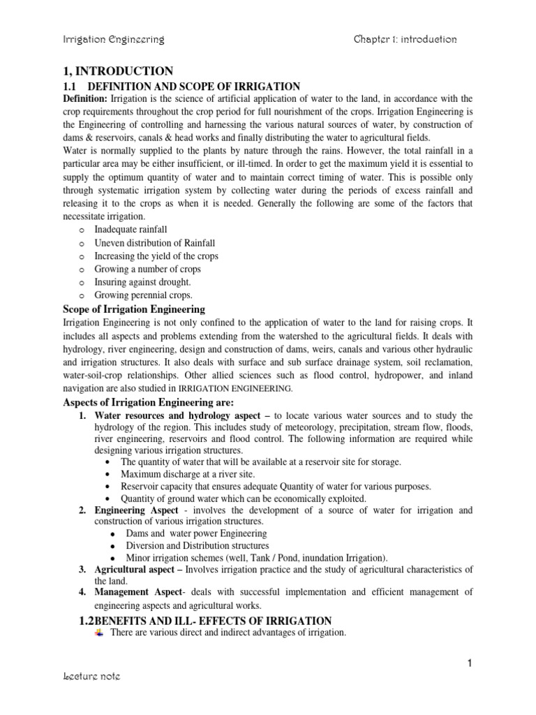Irrigation Engineering 1 | Download Free PDF | Irrigation | Agriculture