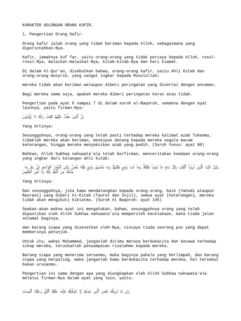 Karakter Golongan Orang Kafir | PDF | Kajian Bahasa Asing | Kesehatan ...
