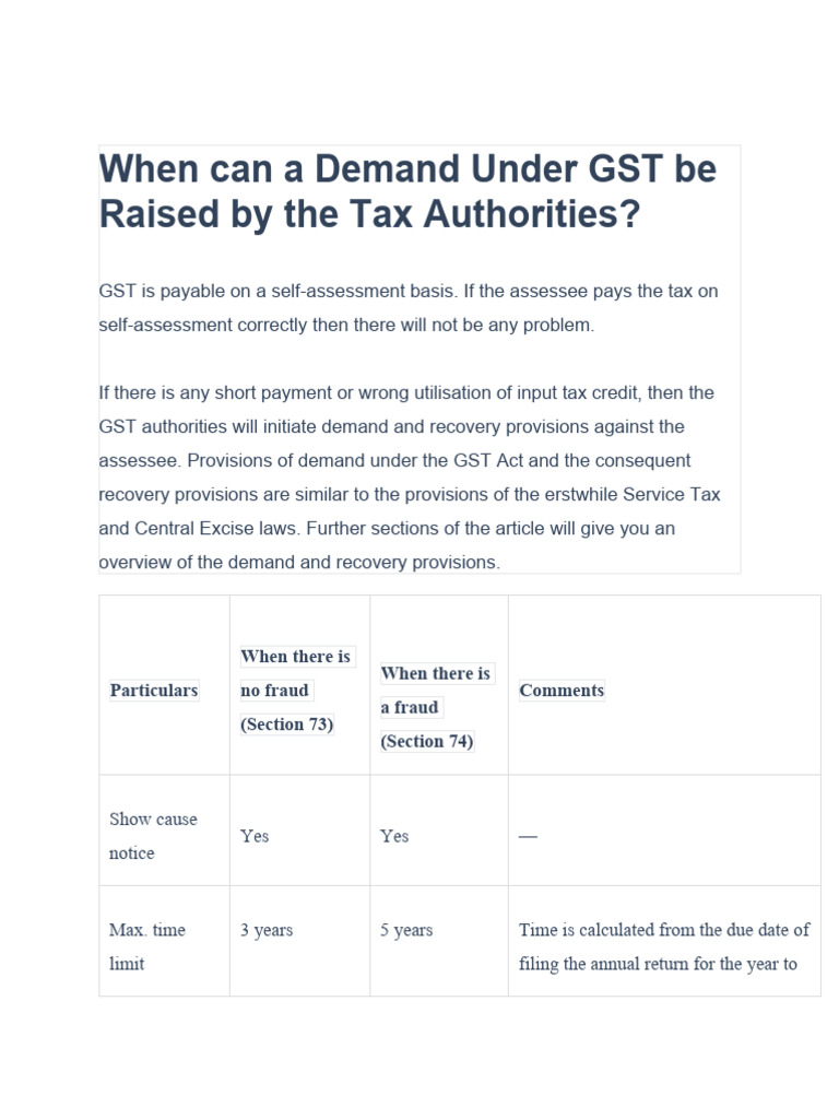 GST Demand: When Tax Authorities Act | PDF | Taxes | Tax Refund