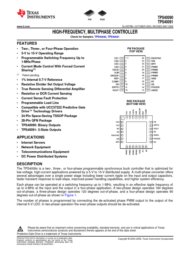 Tps 40090 | PDF | Amplifier | Inductor