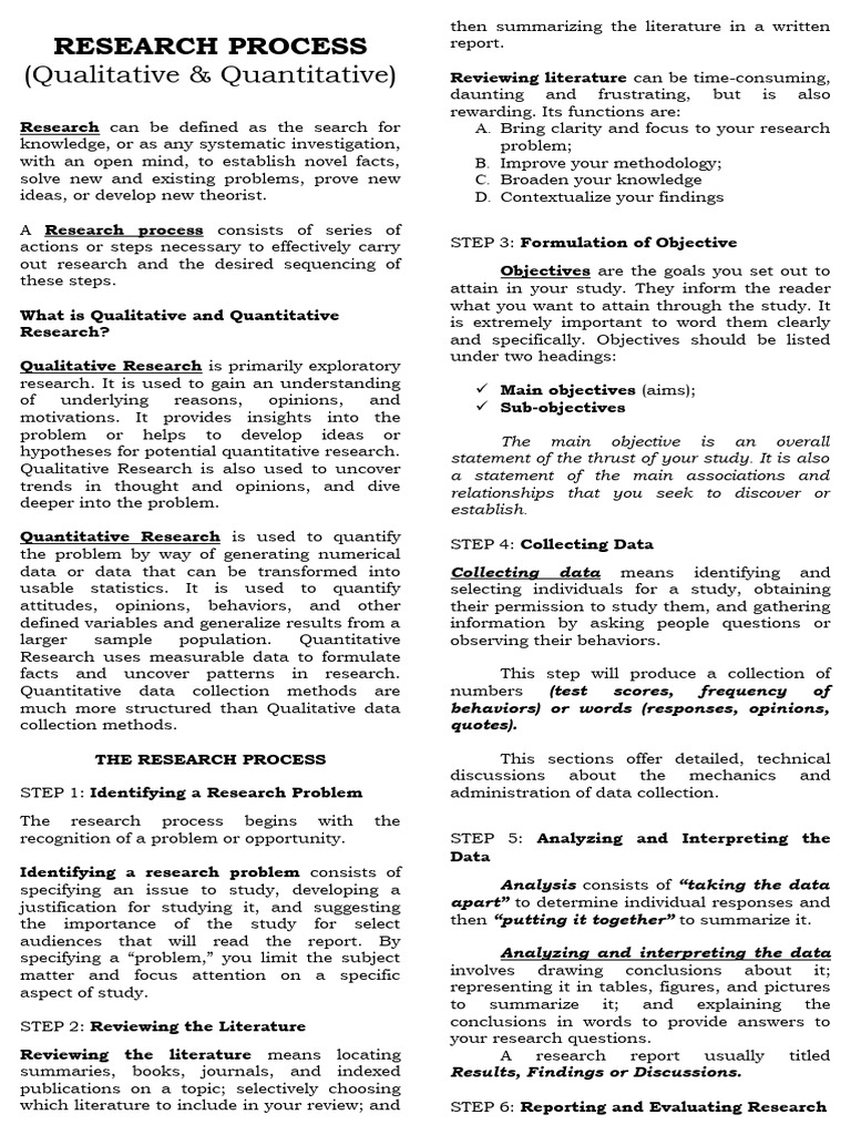 RESEARCH PROCESS | Download Free PDF | Quantitative Research | Data