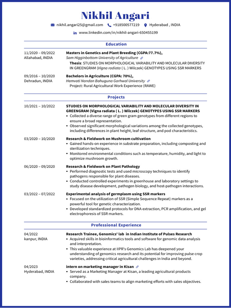 Master's in Genetics & Plant Breeding | PDF | Genomics | Genetics