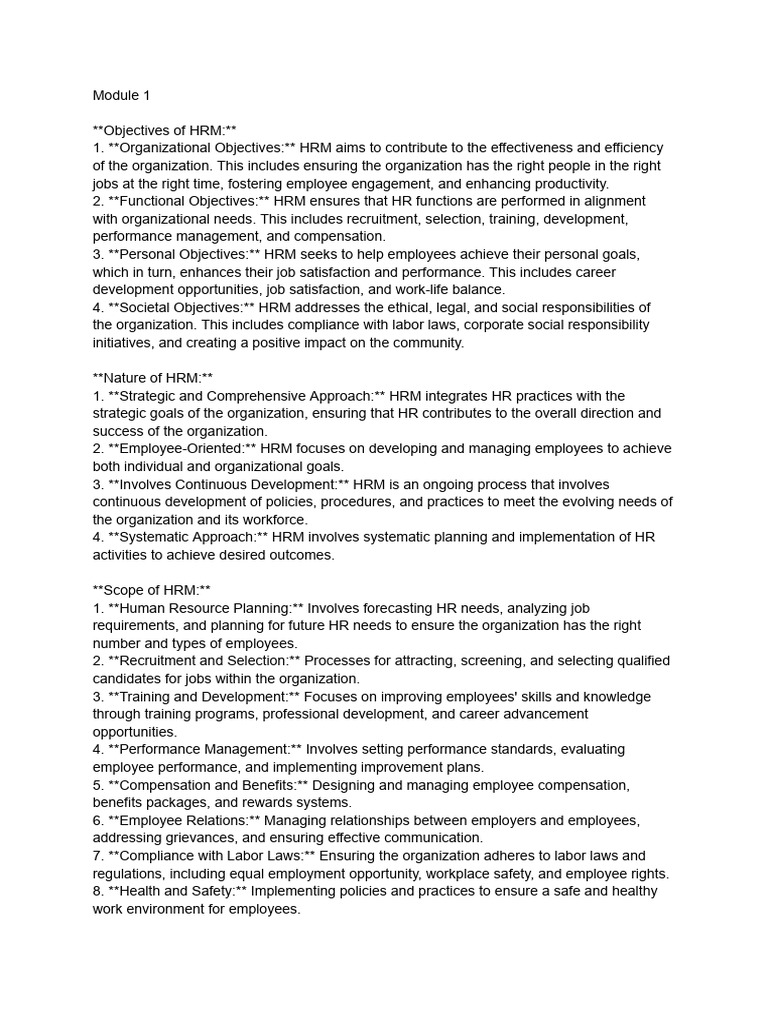 Module 1 HRM | PDF | Human Resource Management | Human Resources