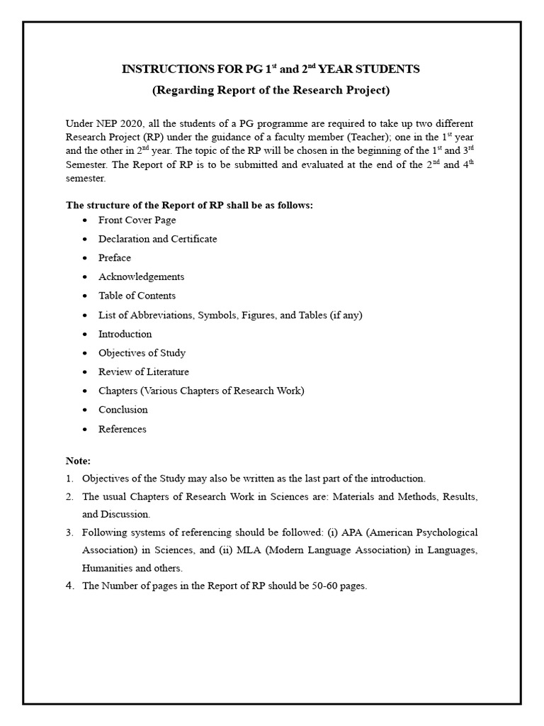 INSTRUCTIONS FOR PG 1st and 2nd YEAR STUDENTS | PDF