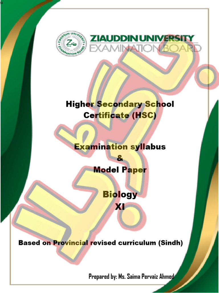 Ziauddin Biology Model Paper XI 2024 | PDF | Immune System | Virus