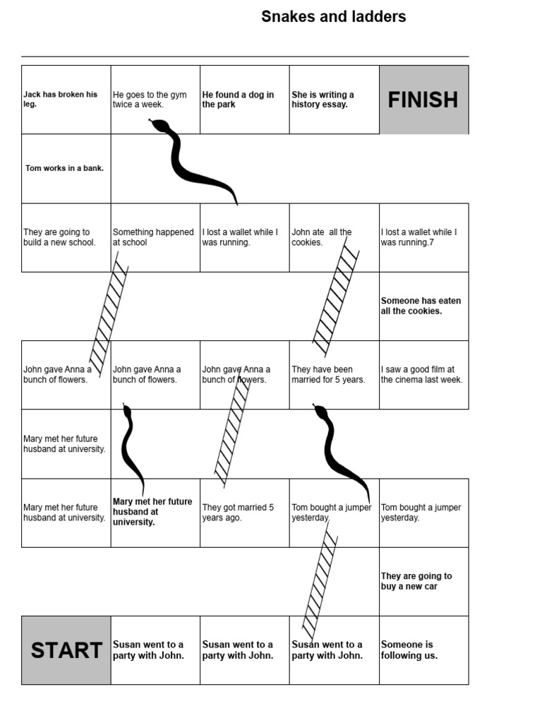 Snakes and Ladders Subject Questions - Worksheet | PDF