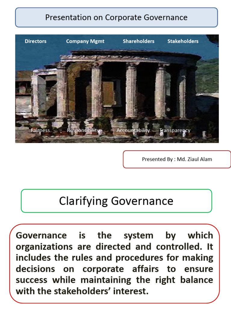 Presentation on Corporate Governance | PDF | Internal Control | Corporate Governance