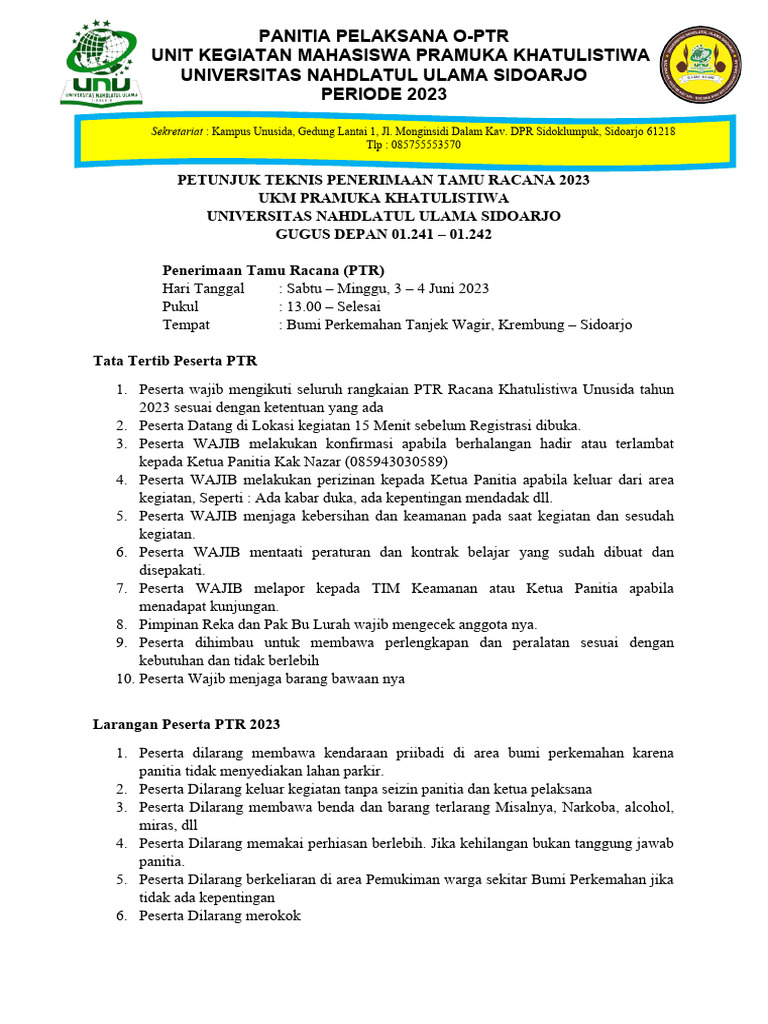 Petunjuk Teknis PTR 2023 | PDF | Perjalanan