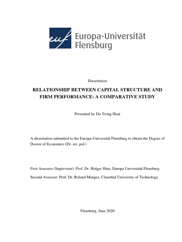 Relationship Between Captital Structure and Firm Performance - A Compatative Study | Download ...