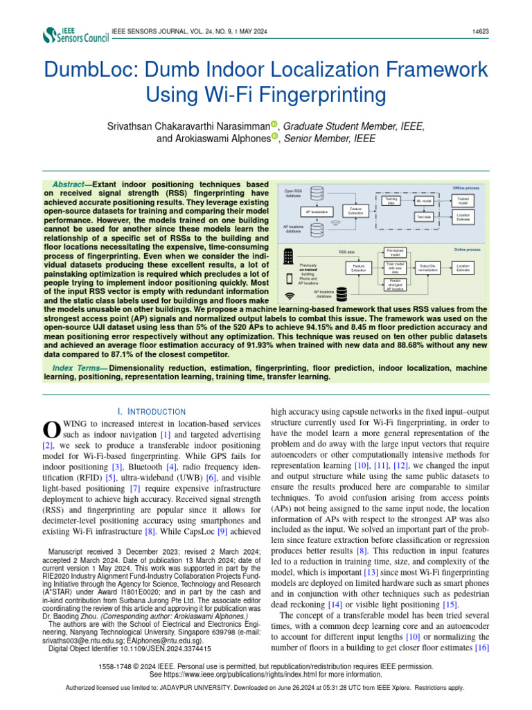 DumbLoc Dumb Indoor Localization Framework Using Wi-Fi Fingerprinting | PDF | Machine Learning ...