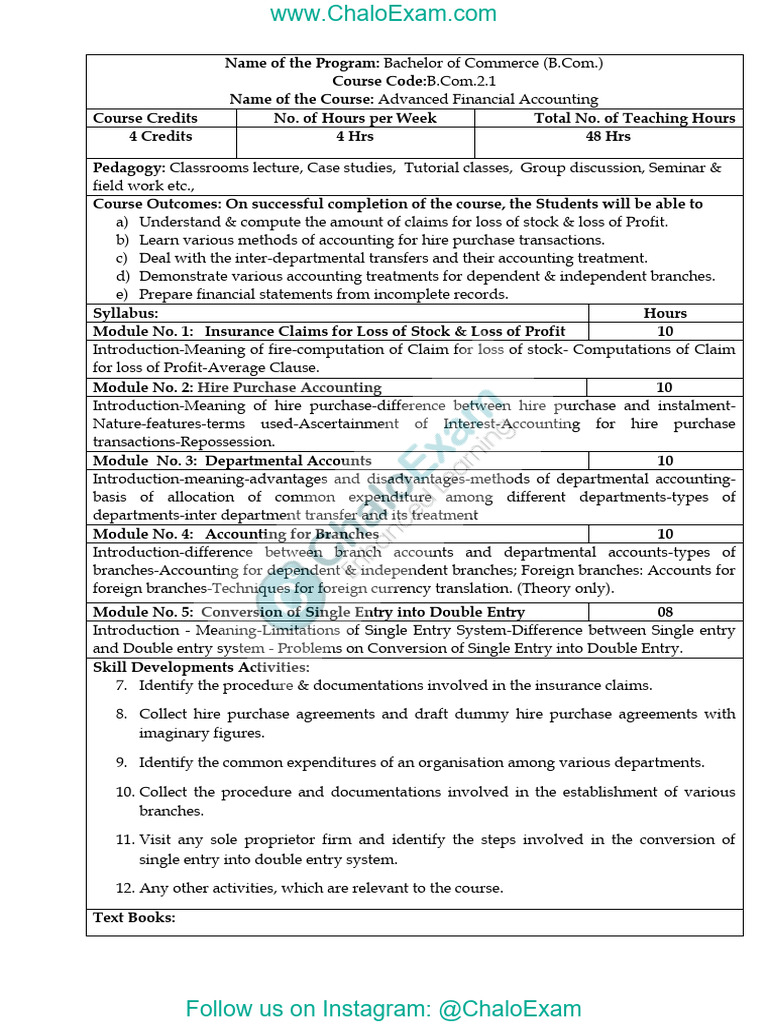 Advanced Financial Accounting Syllabus | PDF | Accounting | Financial ...
