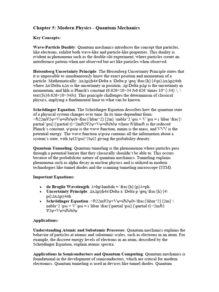 Chapter 5 Modern Physics - Quantum Mechanics | PDF | Quantum Mechanics ...