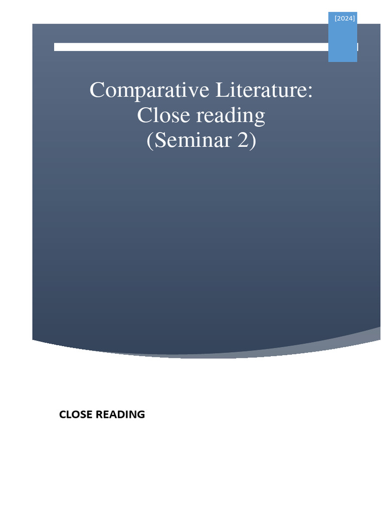 Seminar 2 - Close Reading | PDF | Narrative | Narration