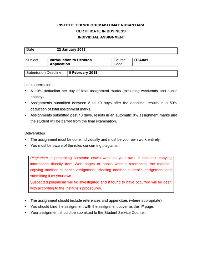 Microsoft Word Brochure Assignment Guide | PDF | Plagiarism | Microsoft ...