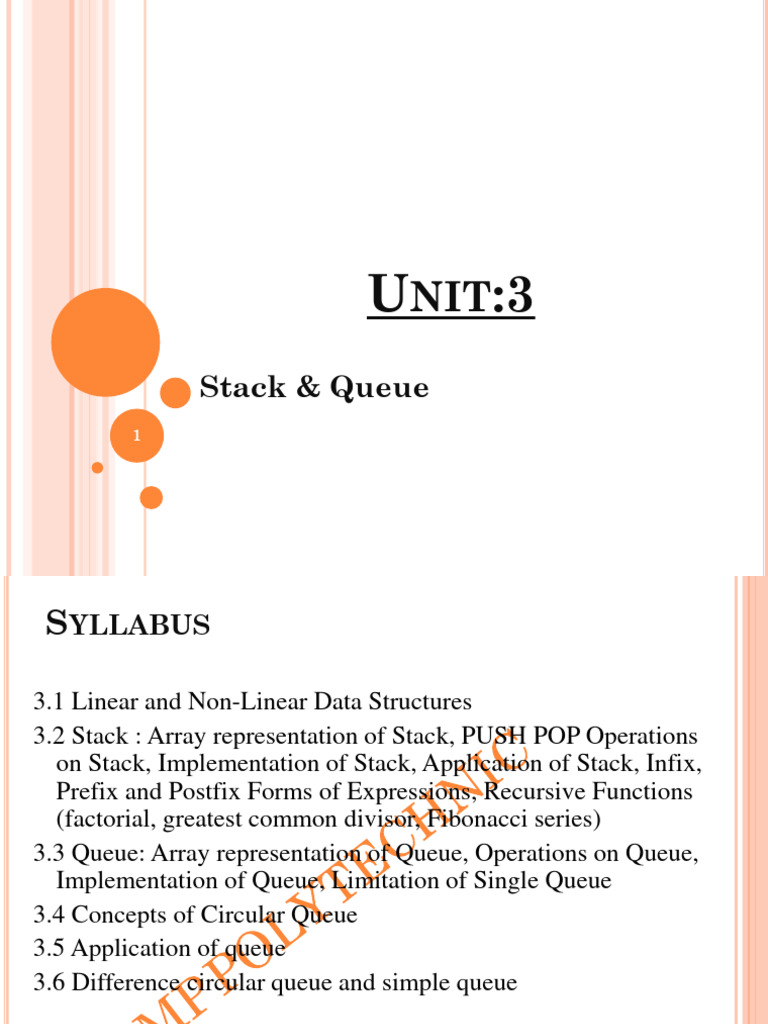 Unit 3 - Stack and Queues | PDF | Queue (Abstract Data Type) | Computer ...