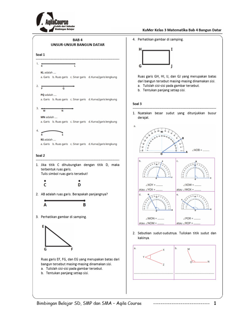 Kelas 3 Matematika Bab 4 Bangun Datar Kumer 2022 | PDF