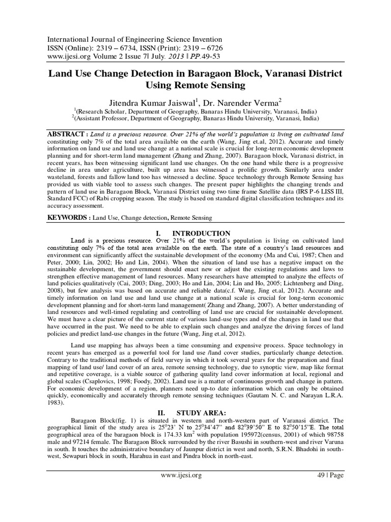 Land Use Change Detection in Baragaon BL | PDF | Accuracy And Precision ...