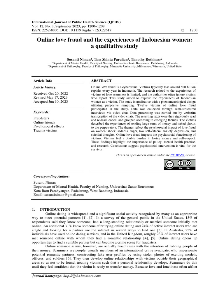 Online Love Fraud and The Experiences of Indonesian Women: A ...