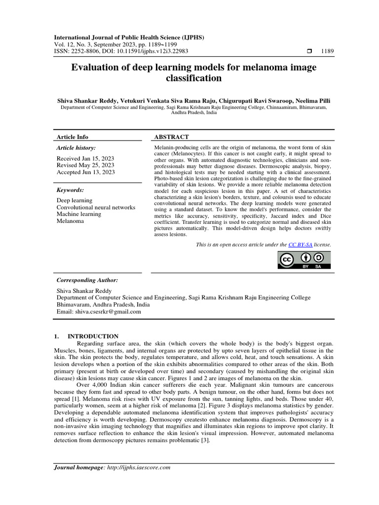 Evaluation Of Deep Learning Models For Melanoma Image Classification Pdf Artificial Neural
