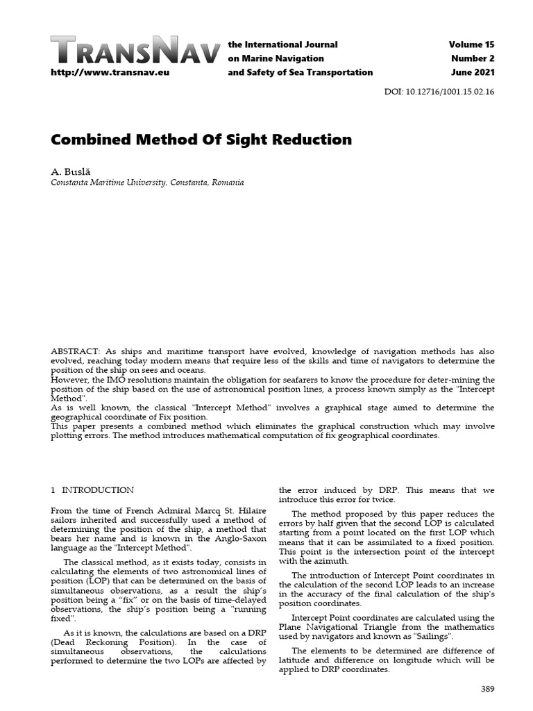 Combined Method of Sight Reduction | PDF | Navigation