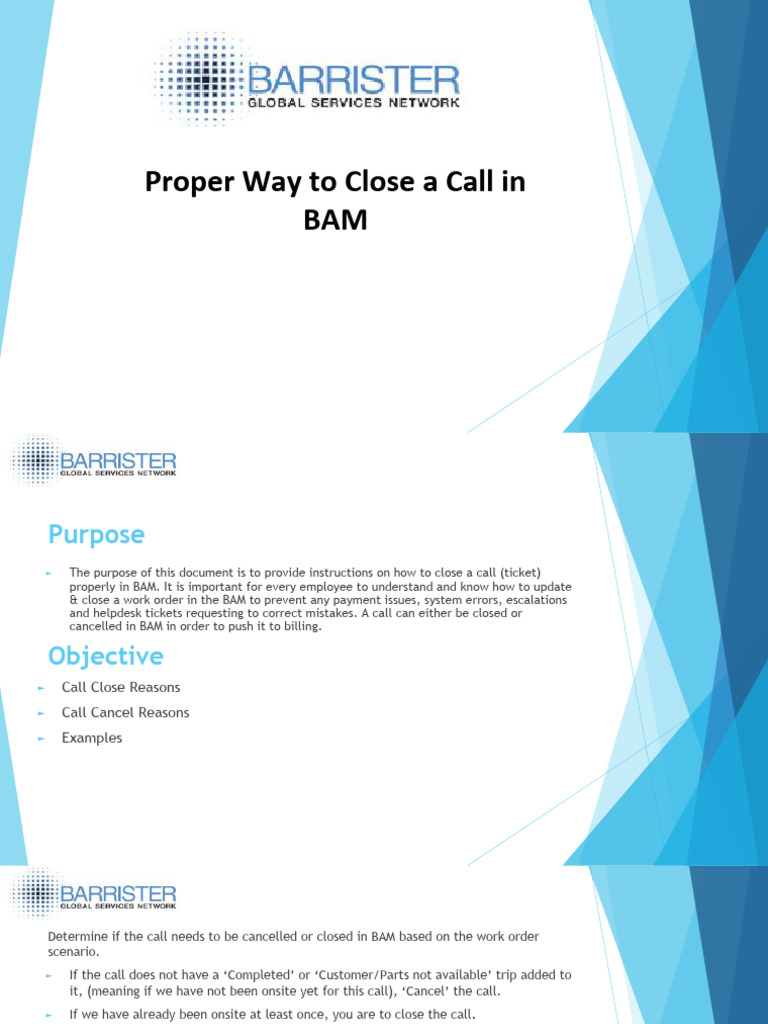 Proper Way To Close The Call in BAM | PDF | Software | Information ...