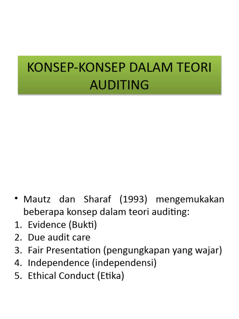 Konsep-Konsep Dalam Teori Auditing | PDF