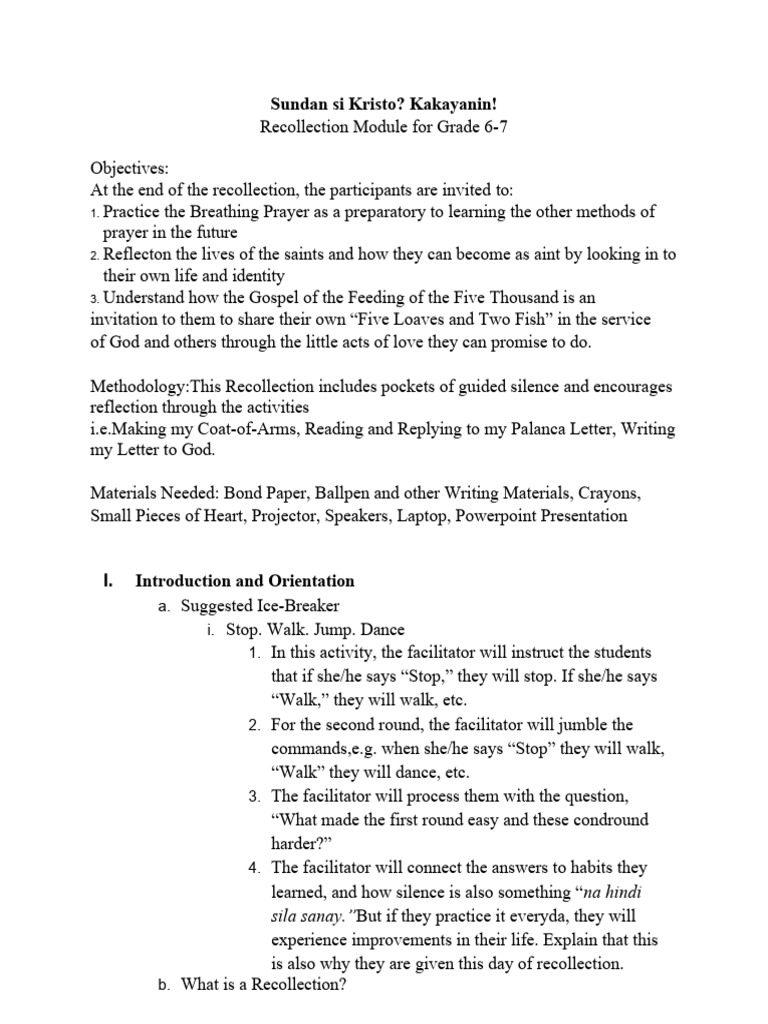 G6 G7 Recollection Module | PDF | Prayer | Christian Prayer