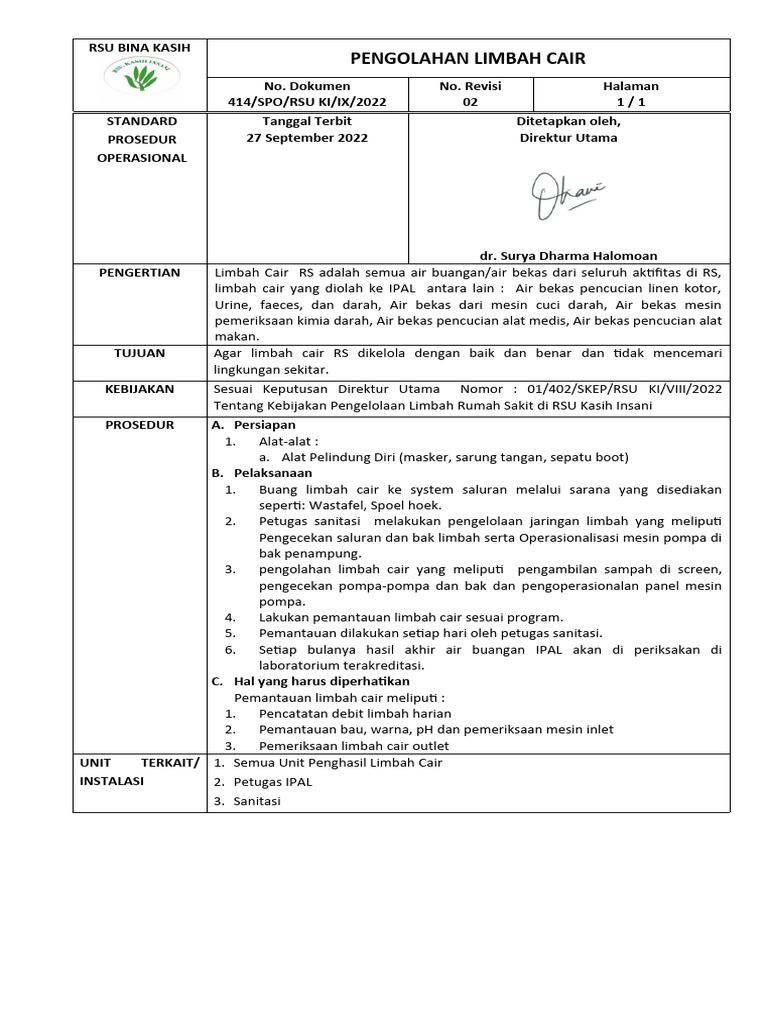 Spo Pengolahan Limbah Cair | PDF | Griya & Taman | Sains & Matematika