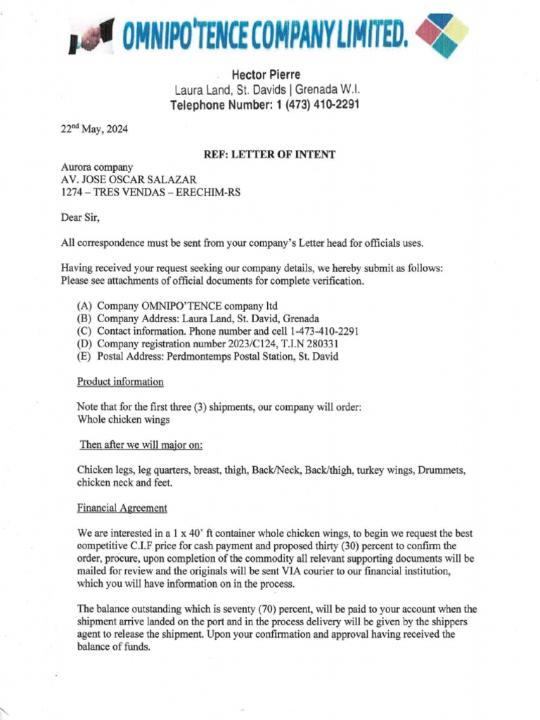Letter of Intent | PDF