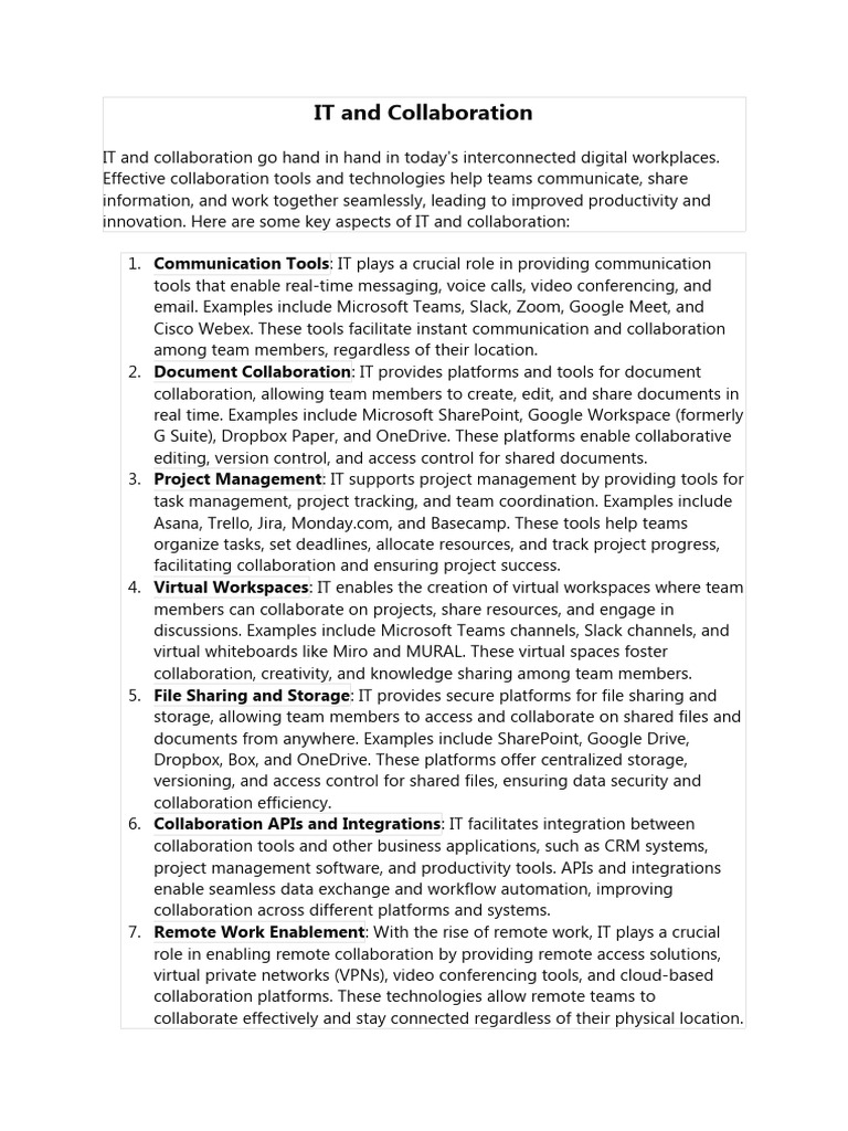 IT and Collaboration | PDF | Collaboration | Computer Security