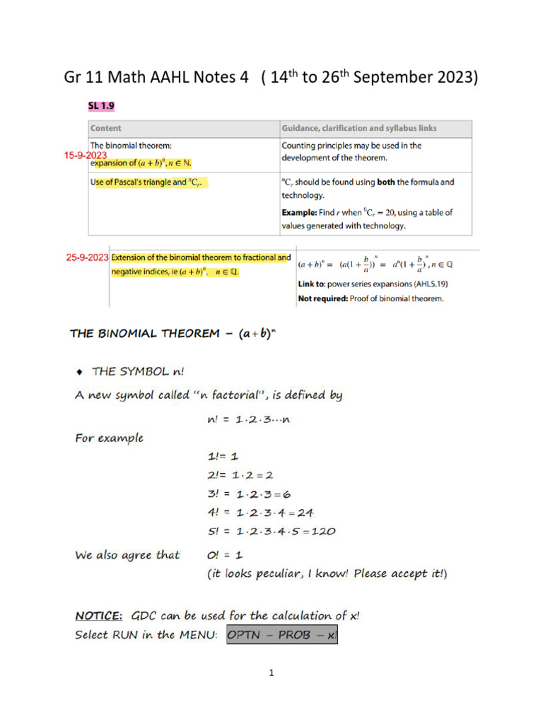 Math AA HL Number and Algebra Notes 4 | PDF
