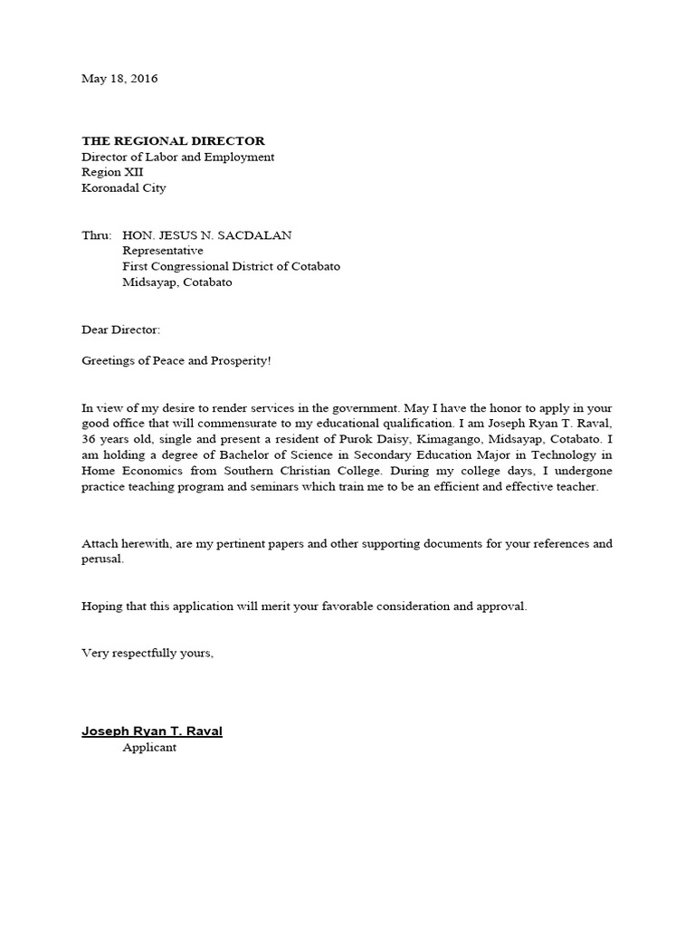 Application Letter Government | PDF